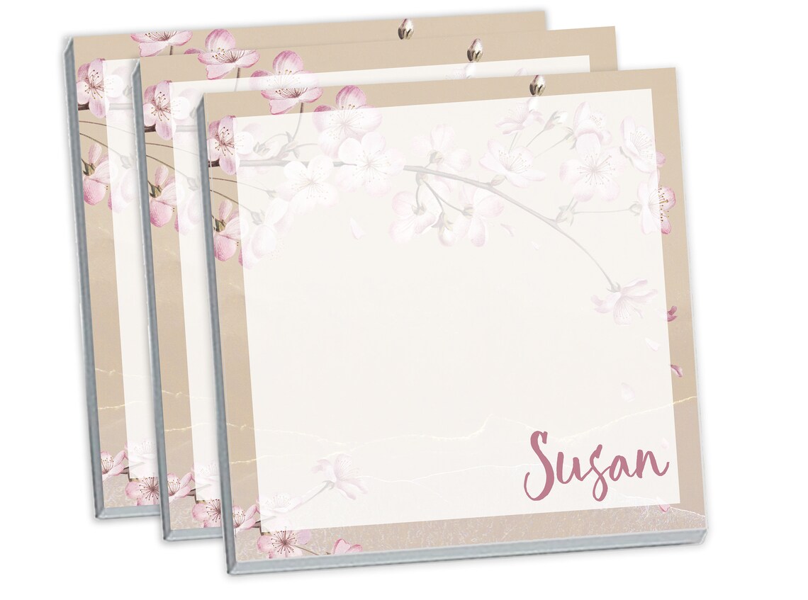 Personalized Sticky Notes With Cherry Blossom Flower Design and Custom ...