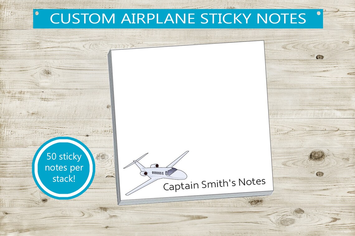 Custom Airplane Sticky Notes // Gift Idea for Pilots | Etsy