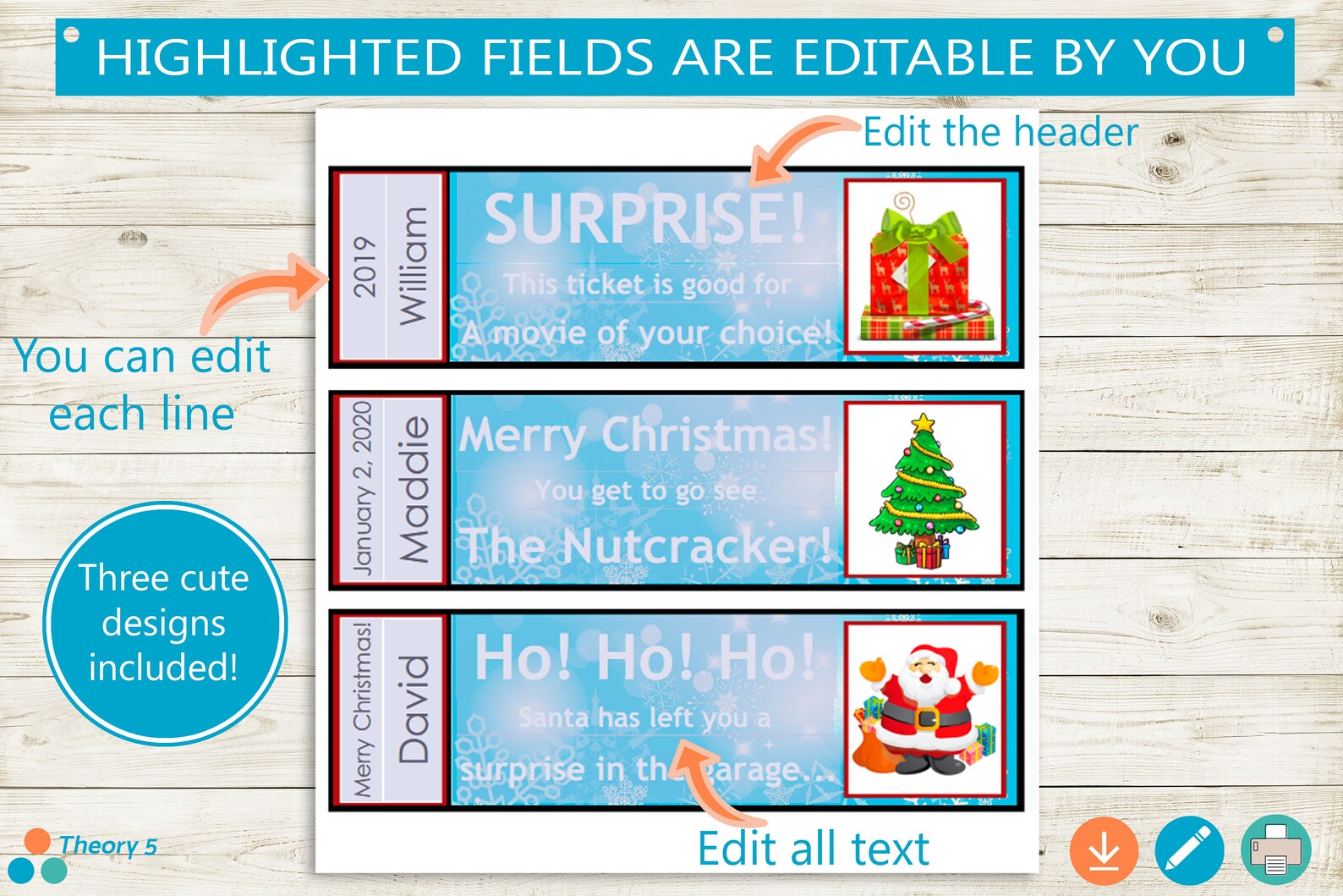 Printable Christmas Tickets // Editable PDF // Immediately Print From ...