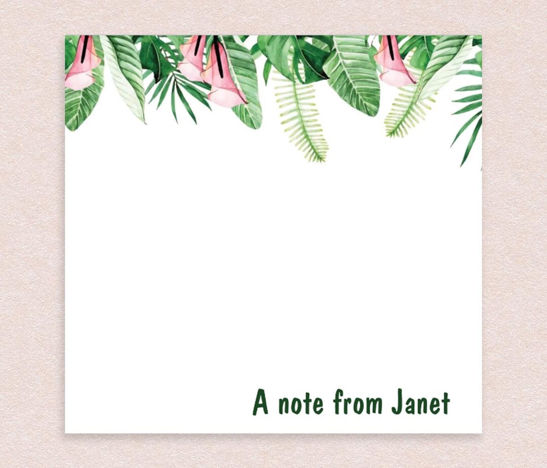 Personalized Sticky Notes With Custom Text and Tropical Leaves Design ...