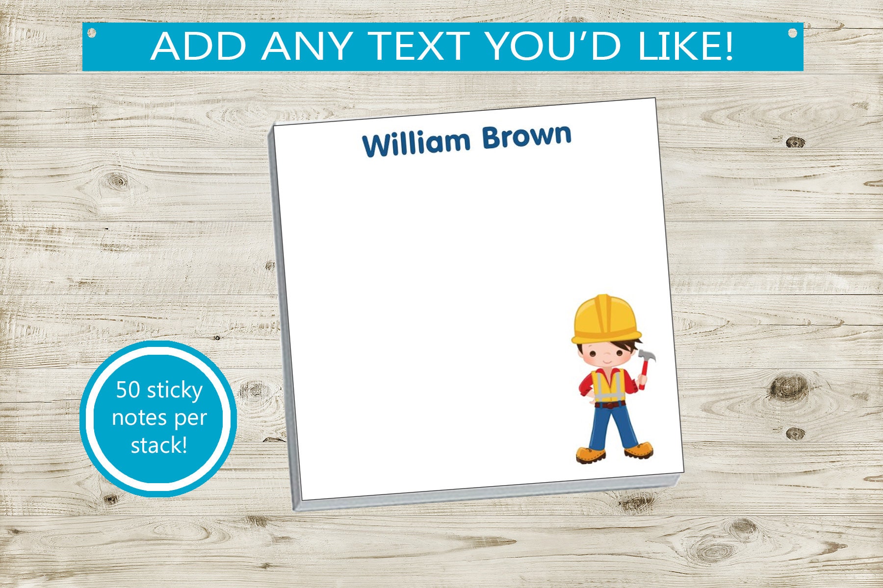 Custom Construction Sticky Notes // Gift for Contractor - Etsy
