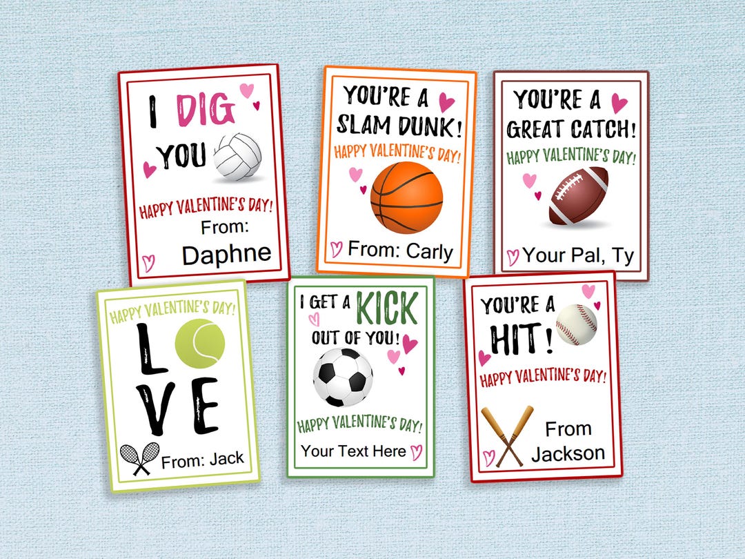 Sports Printable Valentine's Day Cards // Instant Download Valentine ...
