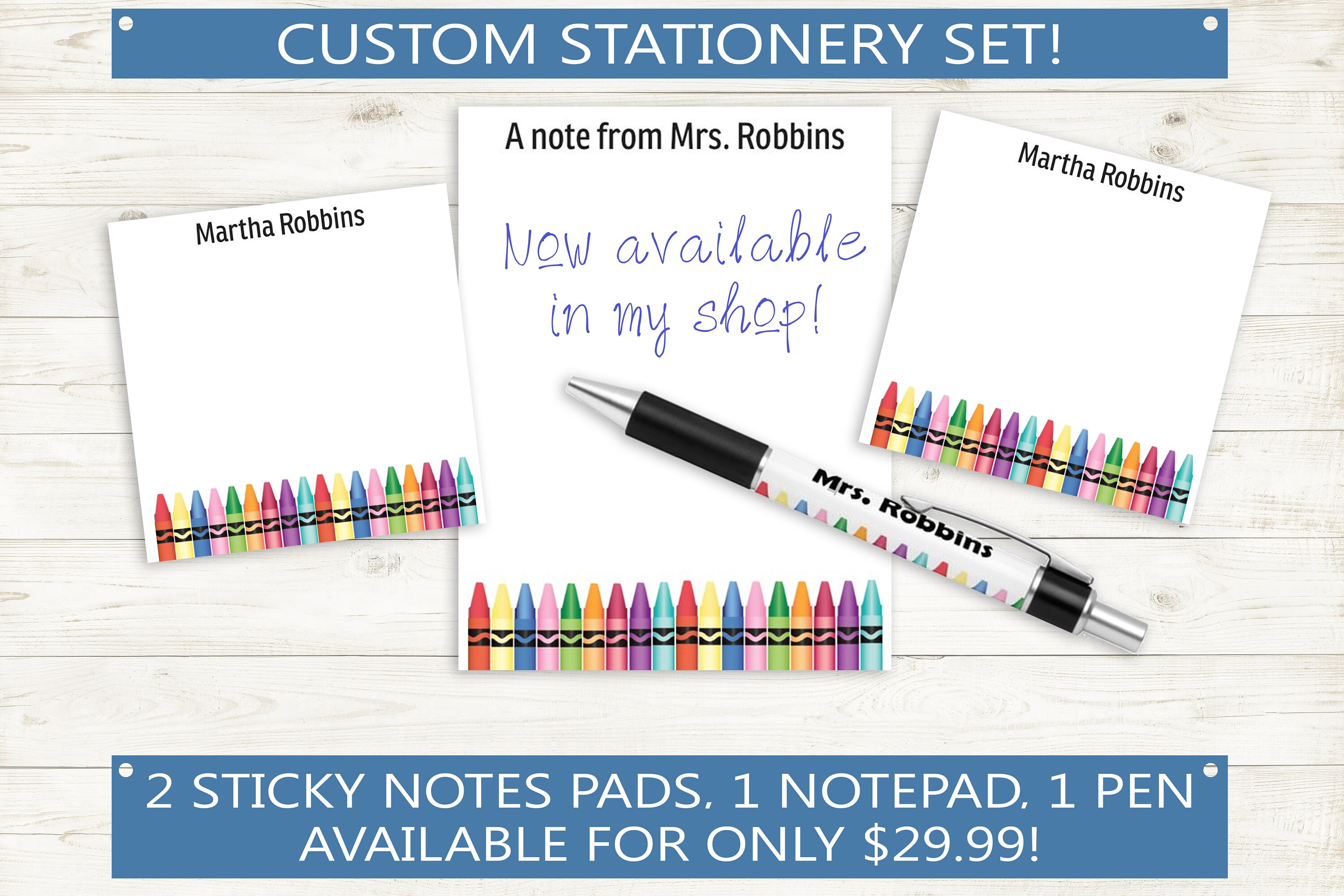 Custom Pen With Fun Crayon Design // Personalized Black Ink - Etsy