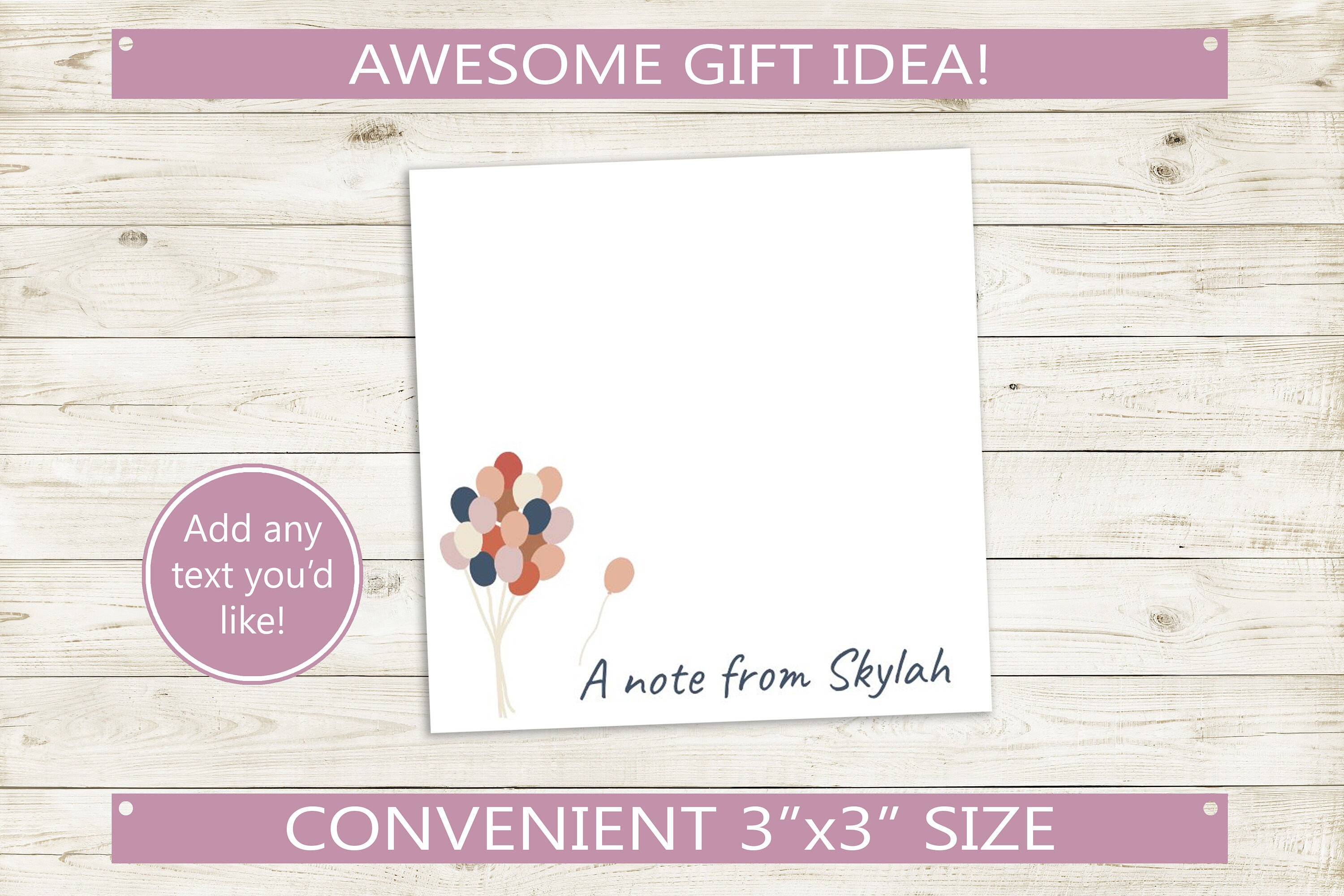 Personalized Sticky Notes With Modern Balloon Design and - Etsy