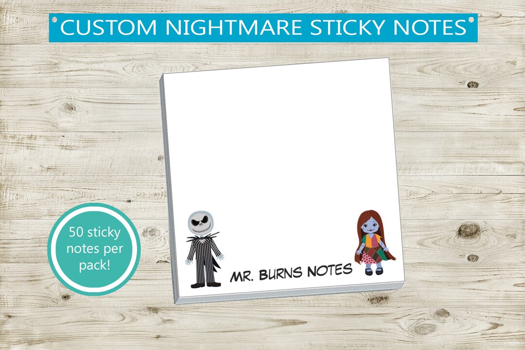 Custom Nightmare Sticky Notes // Personalized Gift Idea, Teacher ...