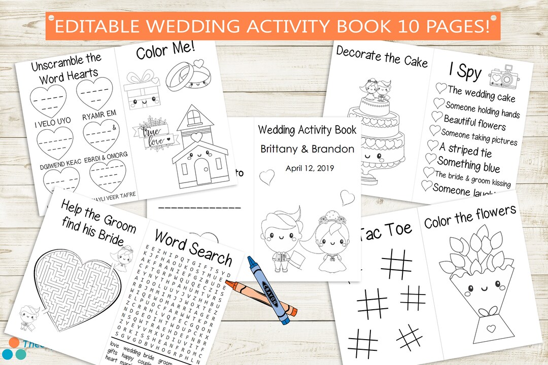 Wedding Activity Book for Kids / Instant Download Editable PDF ...
