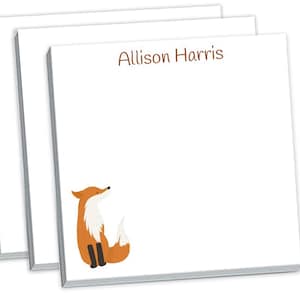 Personalized Sticky Notes Fox Design // 3x3 Inch With 50 Notes per Pad ...
