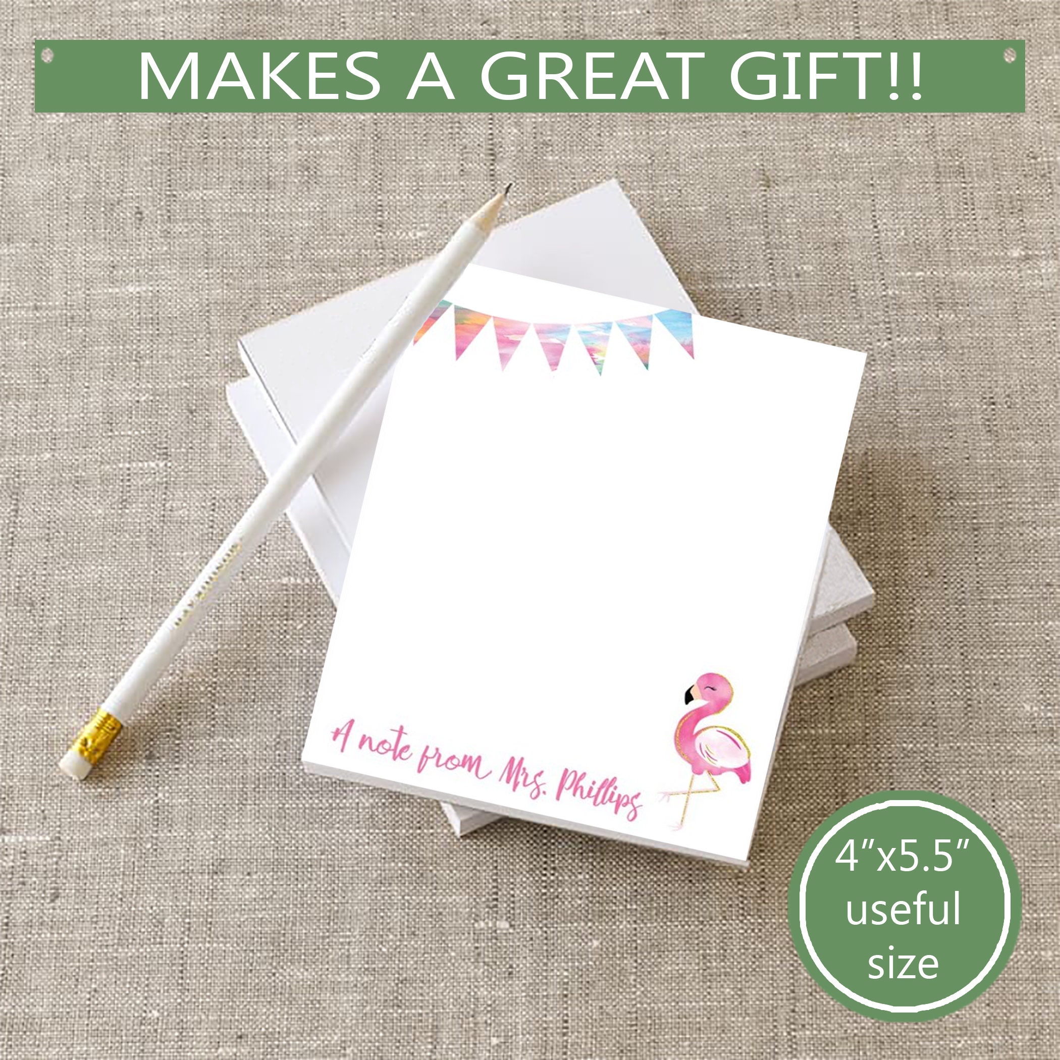 Custom Flamingo Notepads // 50 Sheets per Stack - Etsy