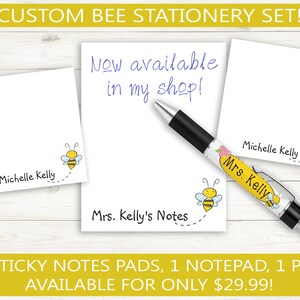 Custom Bee Teacher Sticky Notes // Gift Idea Customizable Teacher ...