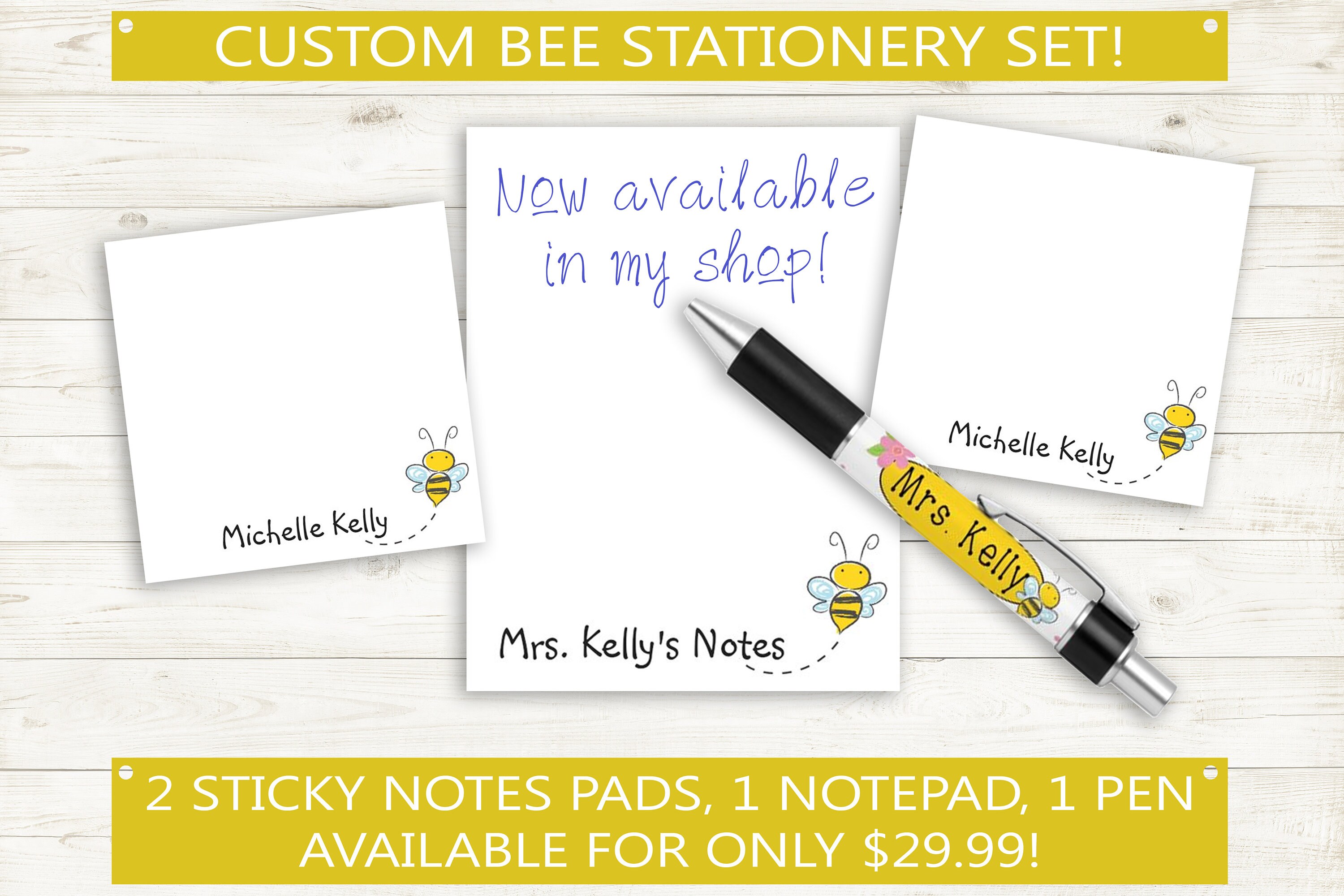 Custom Bee Teacher Sticky Notes // Gift Idea Customizable - Etsy
