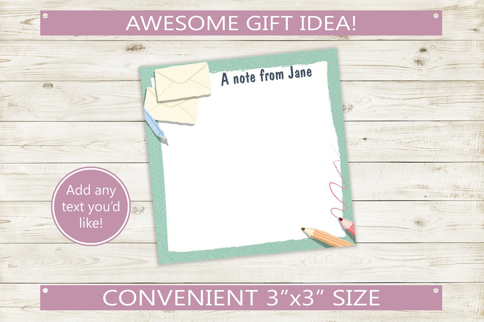 Personalized Sticky Notes With Cute Design and Custom Name // 3"x3 ...