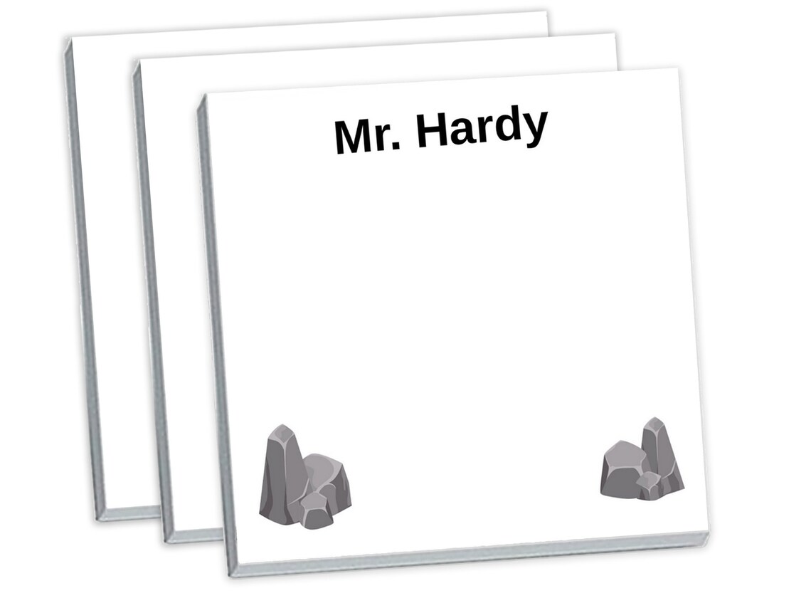 Personalized Sticky Notes With Rock Design and Custom Text // 3"x3 ...