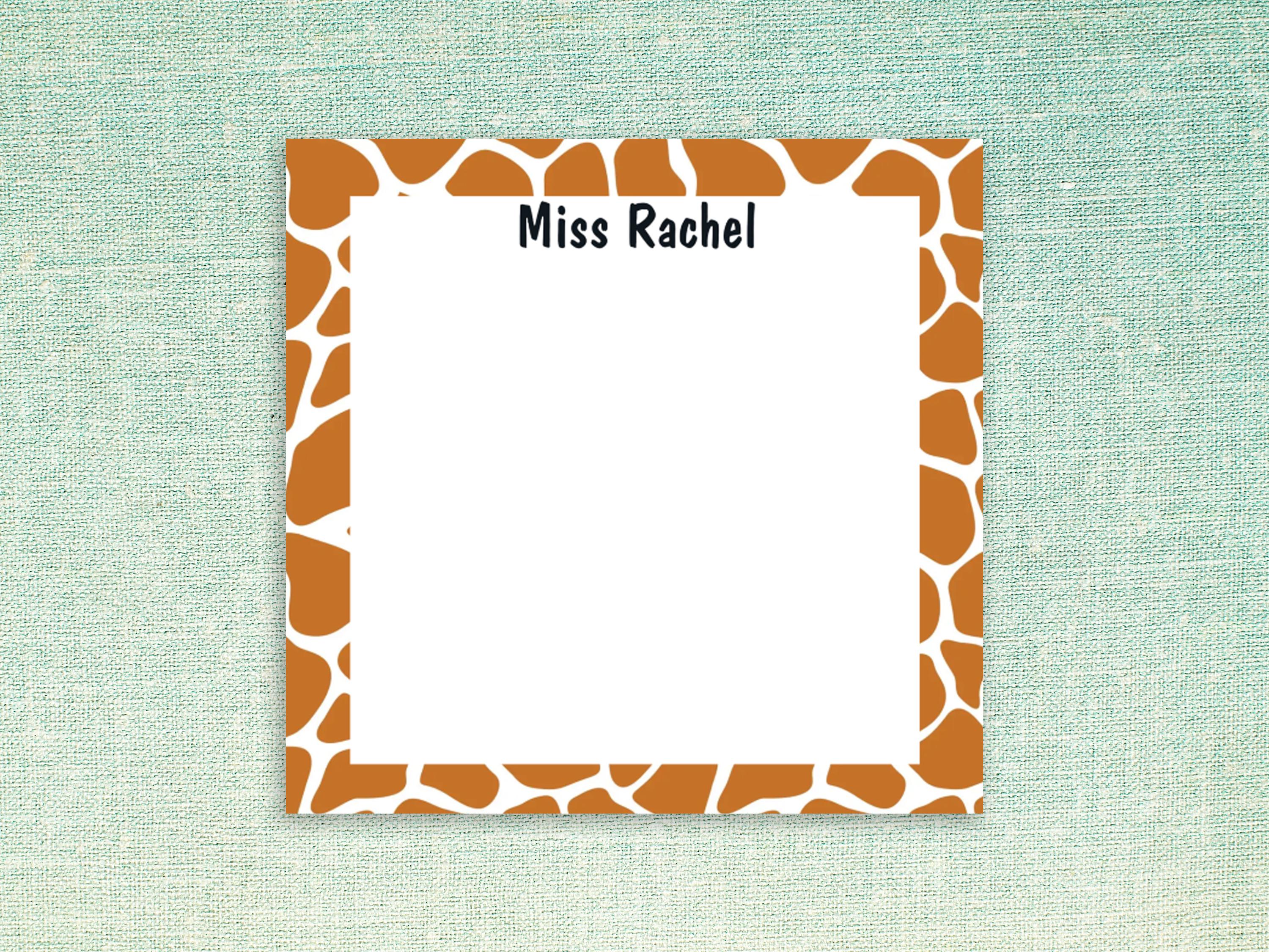Personalized Sticky Notes With Custom Text and Giraffe Print Design ...