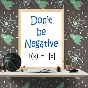 Math Pun Printable Poster // Math Classroom Decor, Don't Be Negative ...