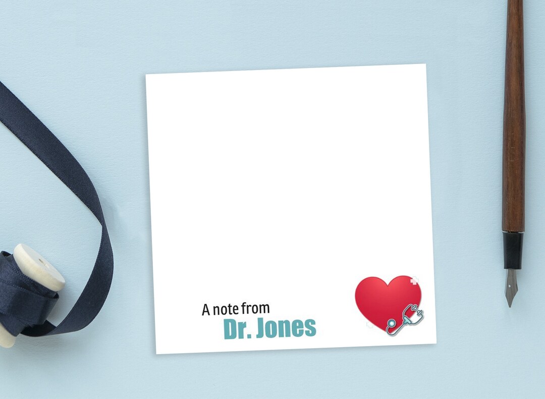 Personalized Sticky Notes With Doctor Heart Design and Custom Name ...