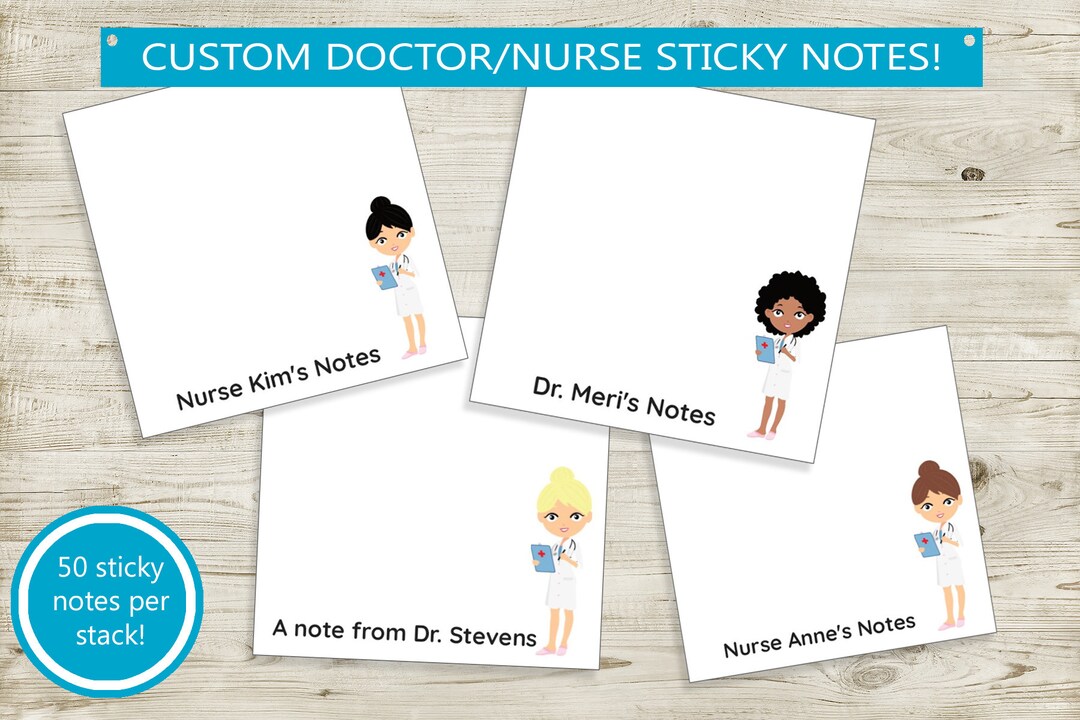 Custom Nurse Doctor Sticky Notes // Nurse Gift Idea, Customizable ...
