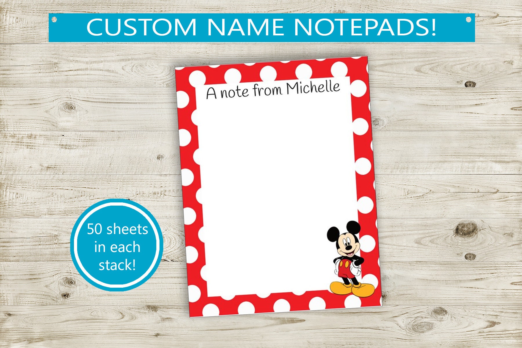 Custom Notepad With Name or Text // 50 Sheets per Stack - Etsy