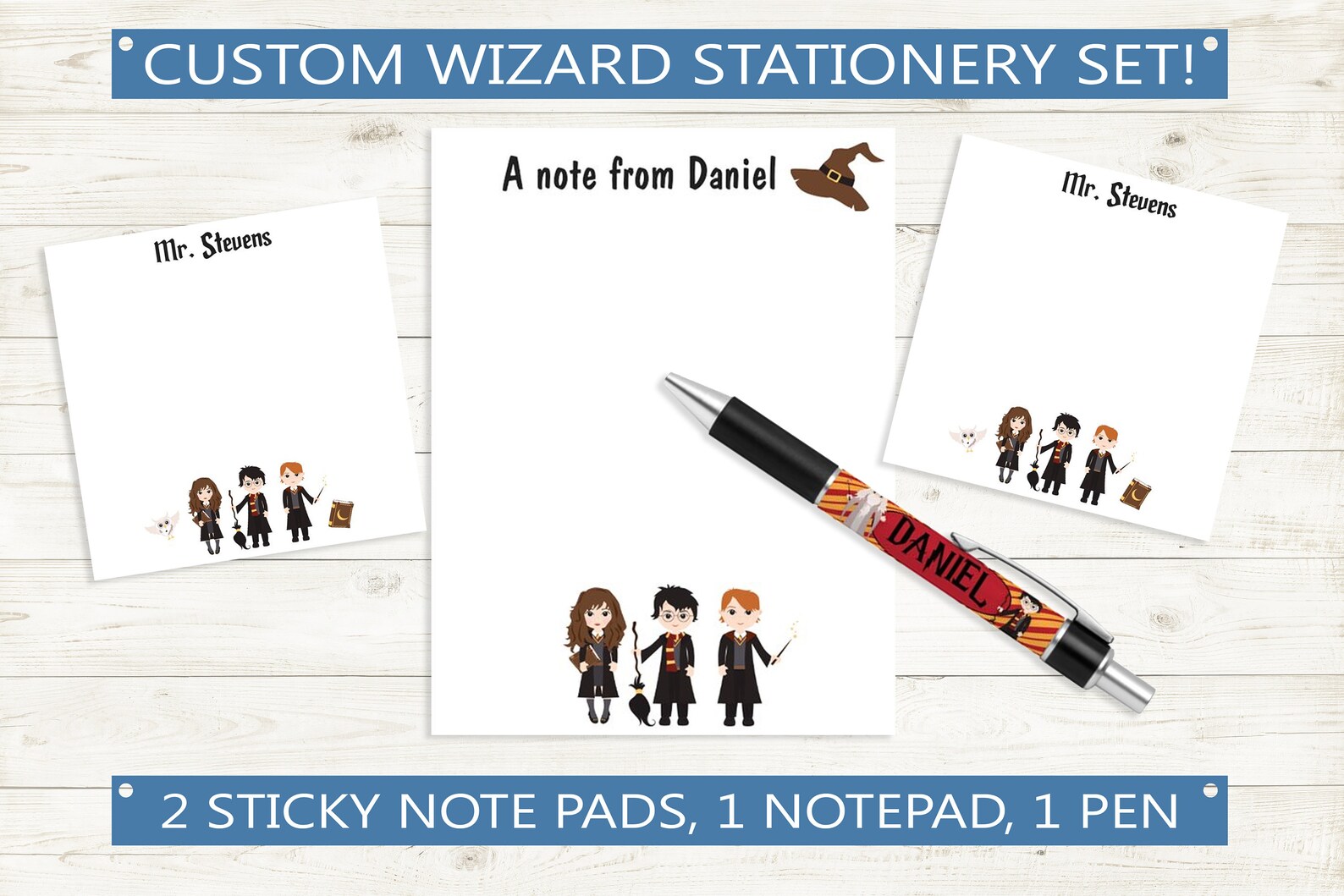 Personalized Sticky Notes With Custom Name Text // | Etsy