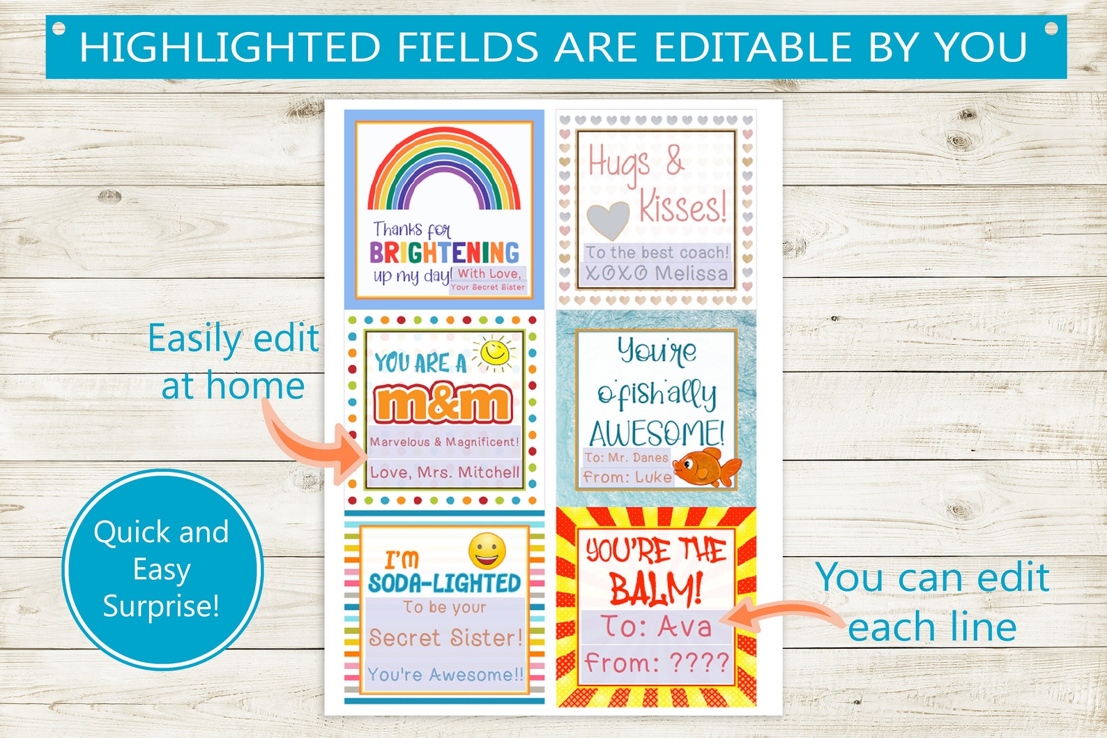 Editable and Printable Treat Cards // Teacher Gift Coach | Etsy