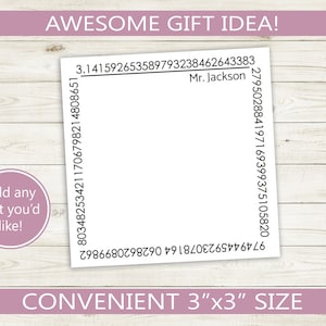 Personalized Sticky Notes With Math Pi Design // 3x3 Inch, 50 Notes per ...