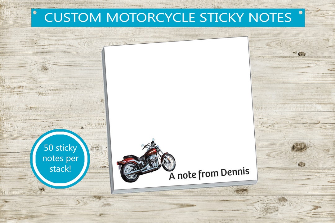 Custom Motorcycle Sticky Notes // Personalize Gift Idea for Coworker ...
