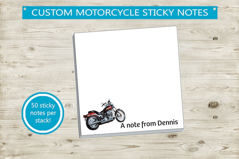 Custom Motorcycle Sticky Notes // Personalize Gift Idea for Coworker ...