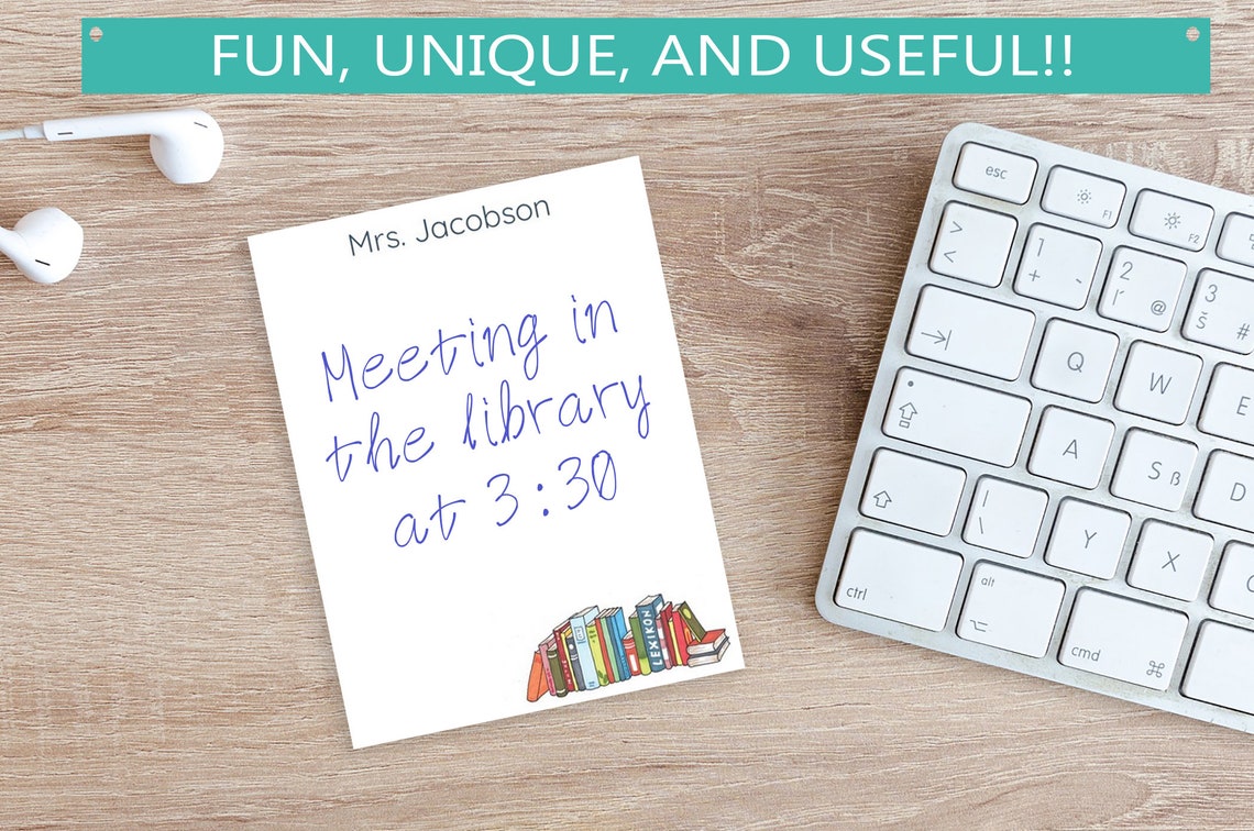 Custom Notepad With Books Design // 50 Sheets per Stack - Etsy