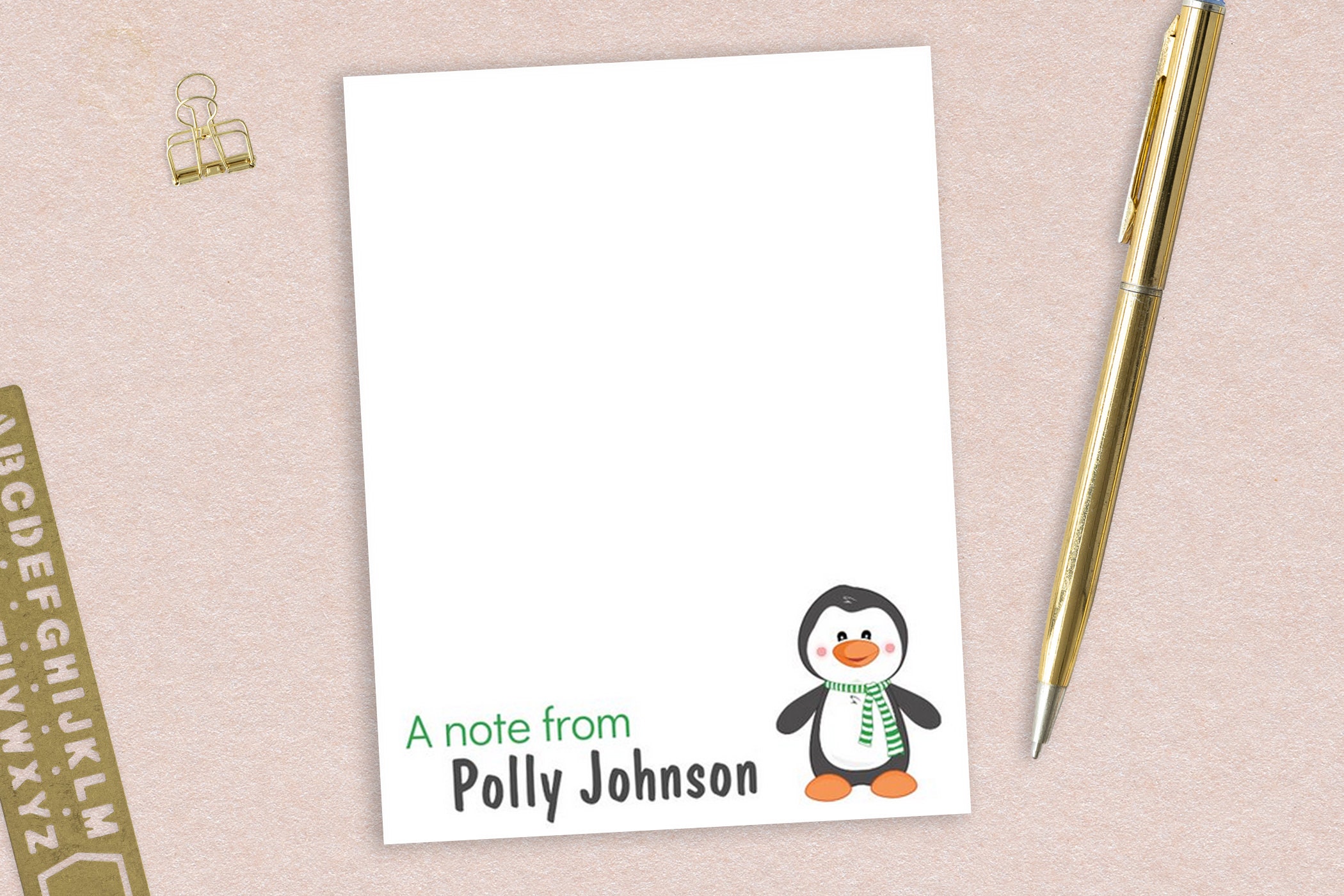 Personalized Notepad With Penguin Design and Custom Name // 50 - Etsy