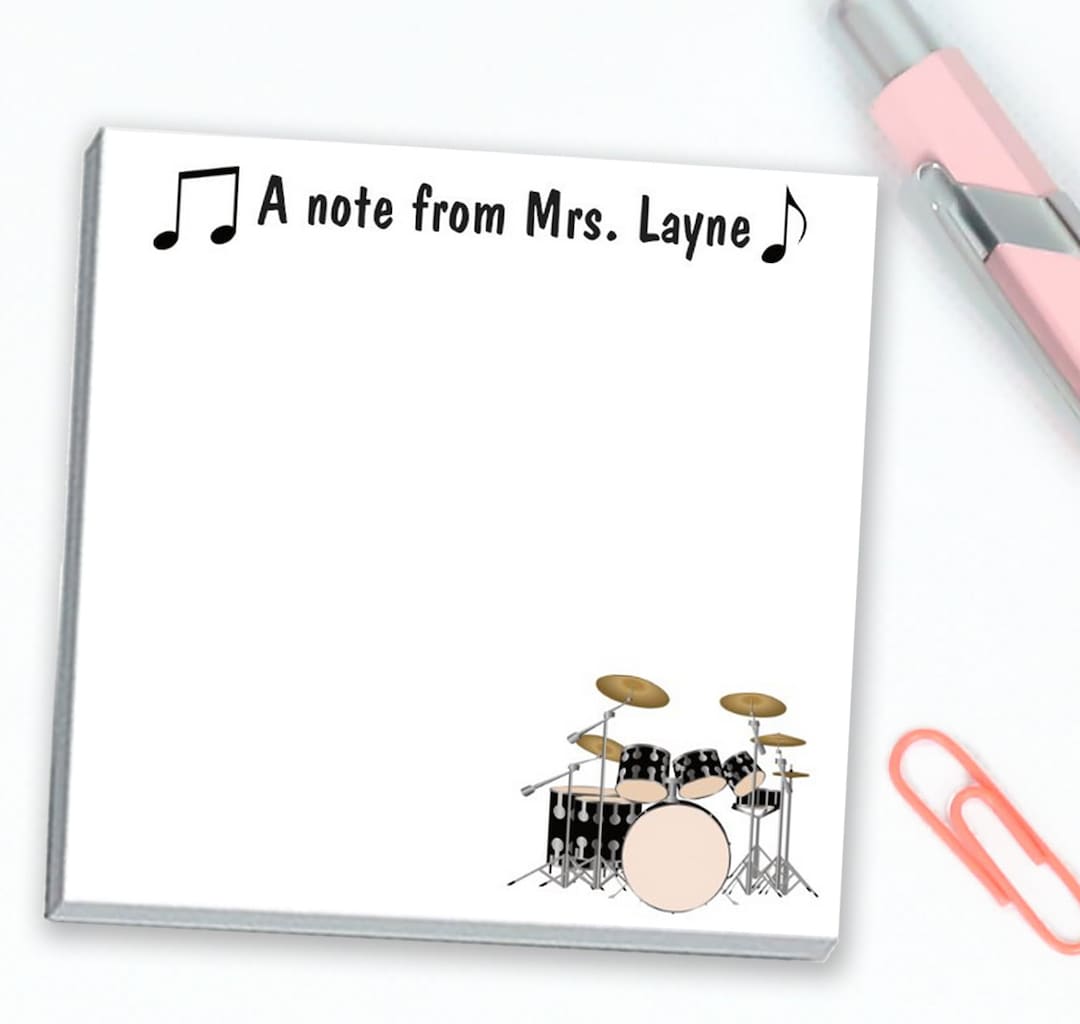 Personalized Sticky Notes Drum Set Design // 3x3 Inch With 50 Notes per ...