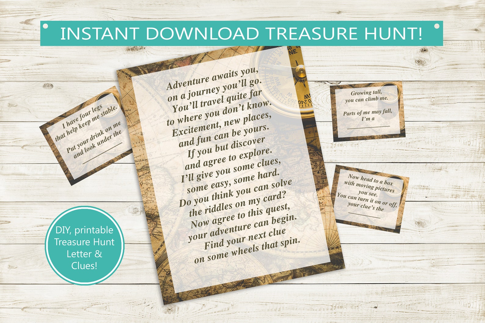 Printable Treasure Hunt Letter & Clues // Instant Download - Etsy