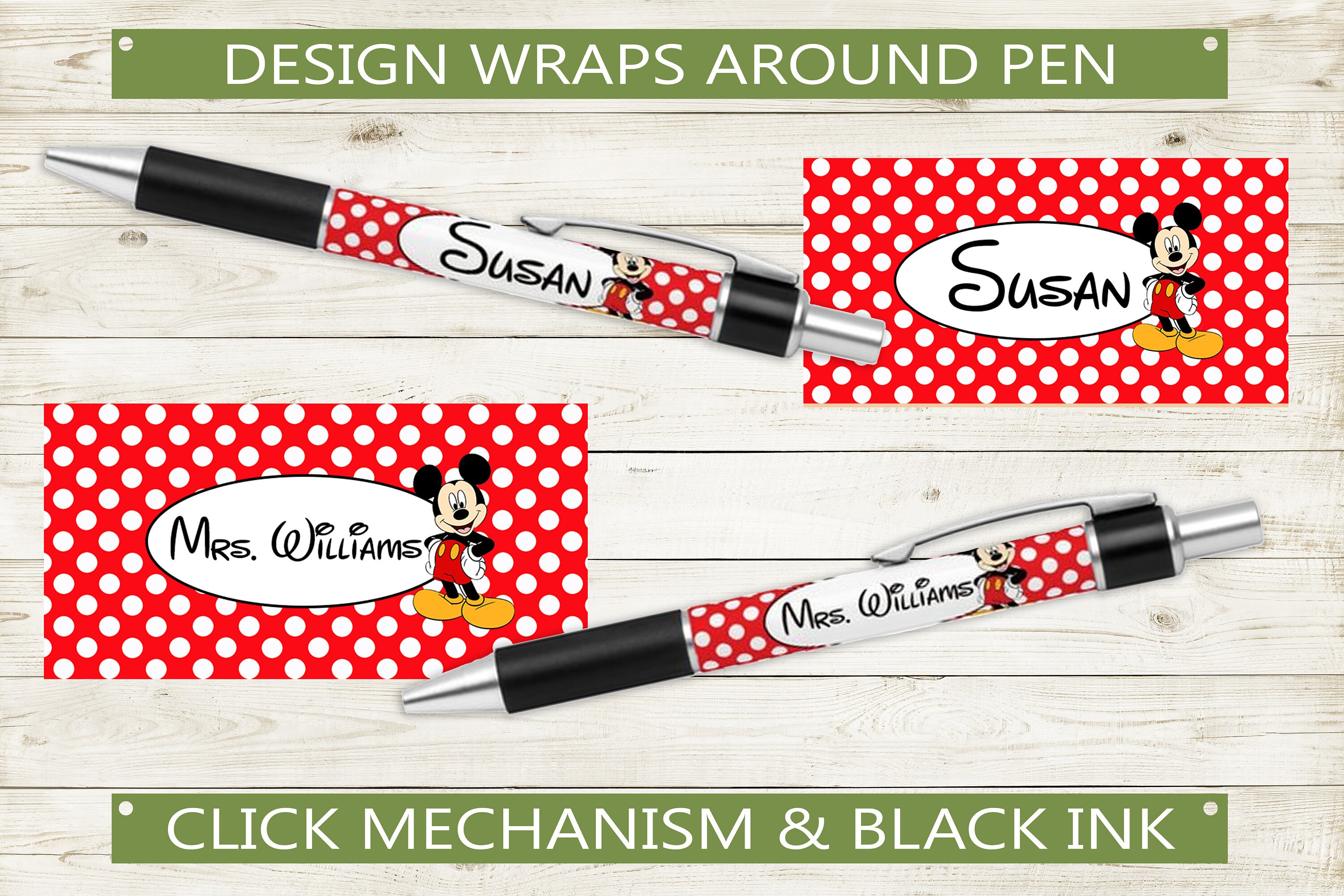 Custom Pen With Mouse Design // Personalized Black Ink Ballpoint Pen ...