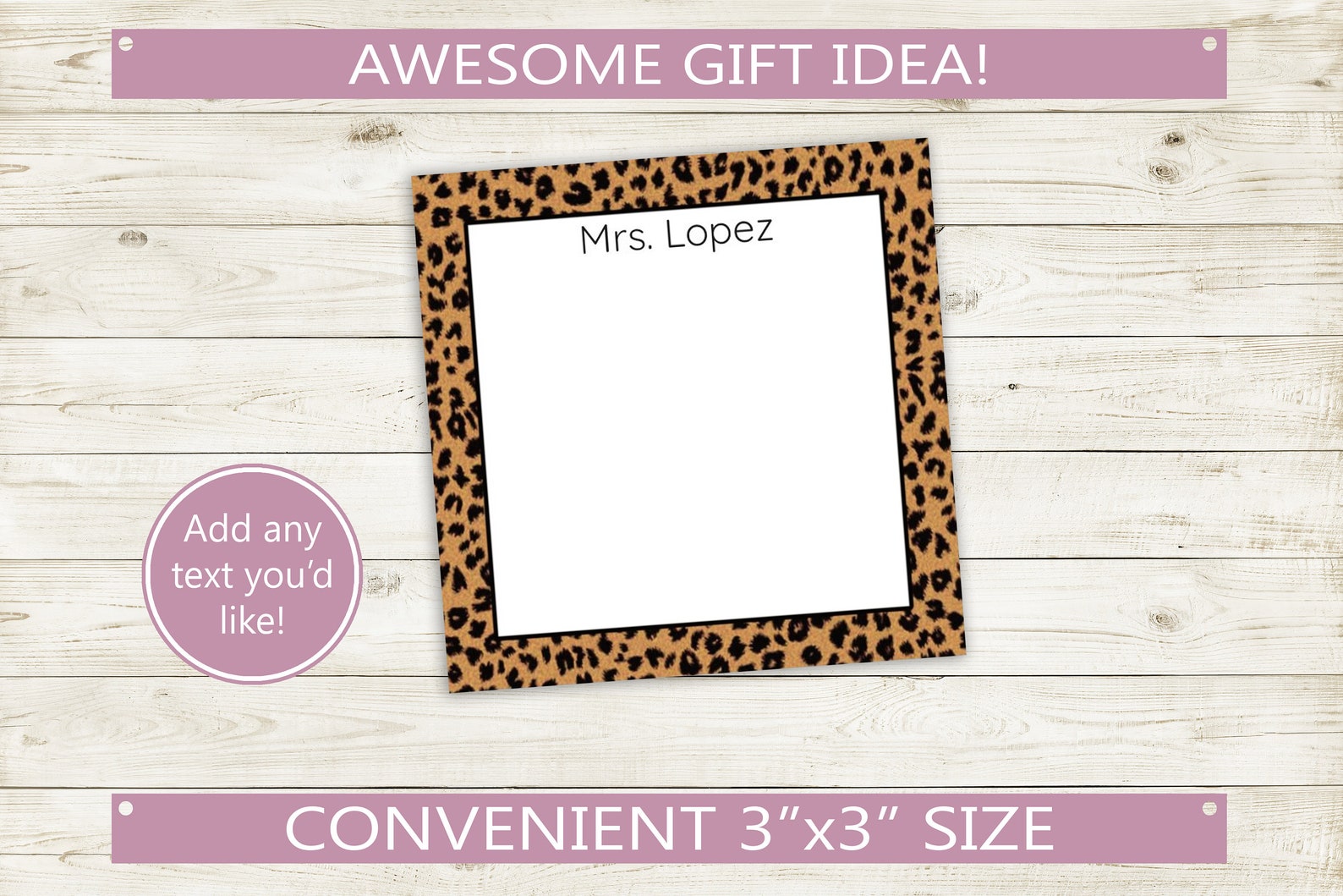 Personalized Sticky Notes With Custom Name and Cheetah Print Design ...