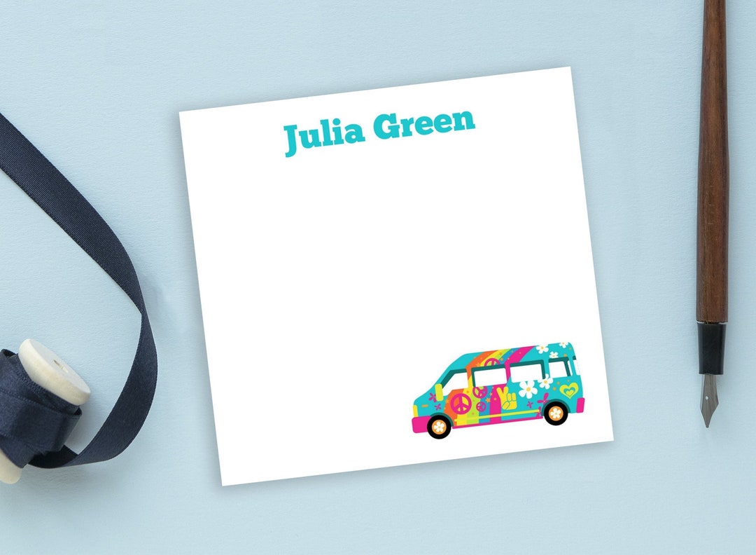 Personalized Sticky Notes With Hippie Design and Custom Text // 3x3 ...