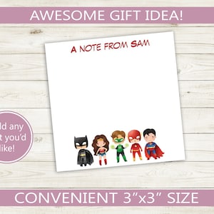Custom Superhero Stationery Set (4 Items) - 2 Sticky Note Pads, 1 Pen ...