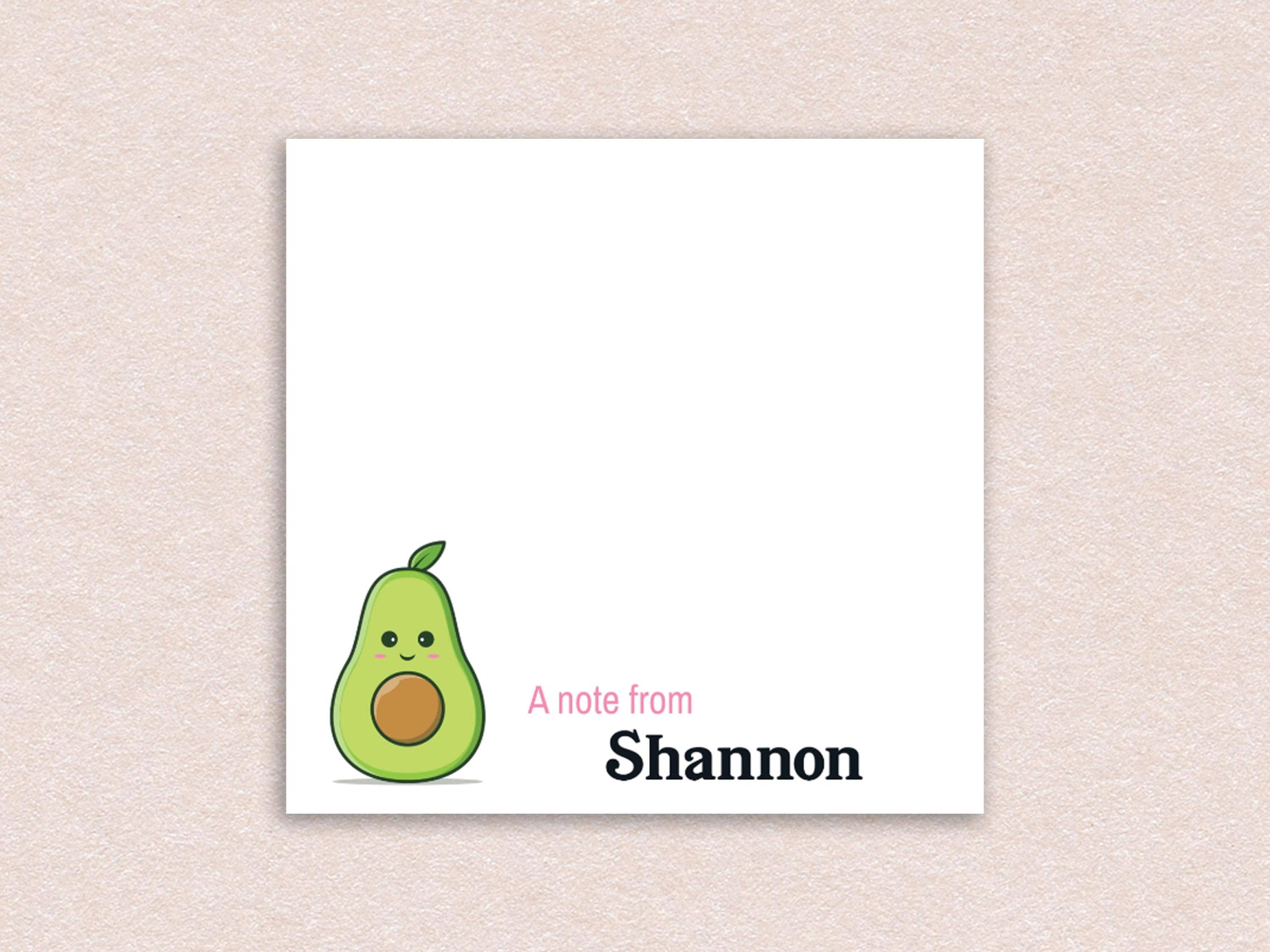 Personalized Sticky Notes With Avocado Design and Custom Name // 3"x3 ...