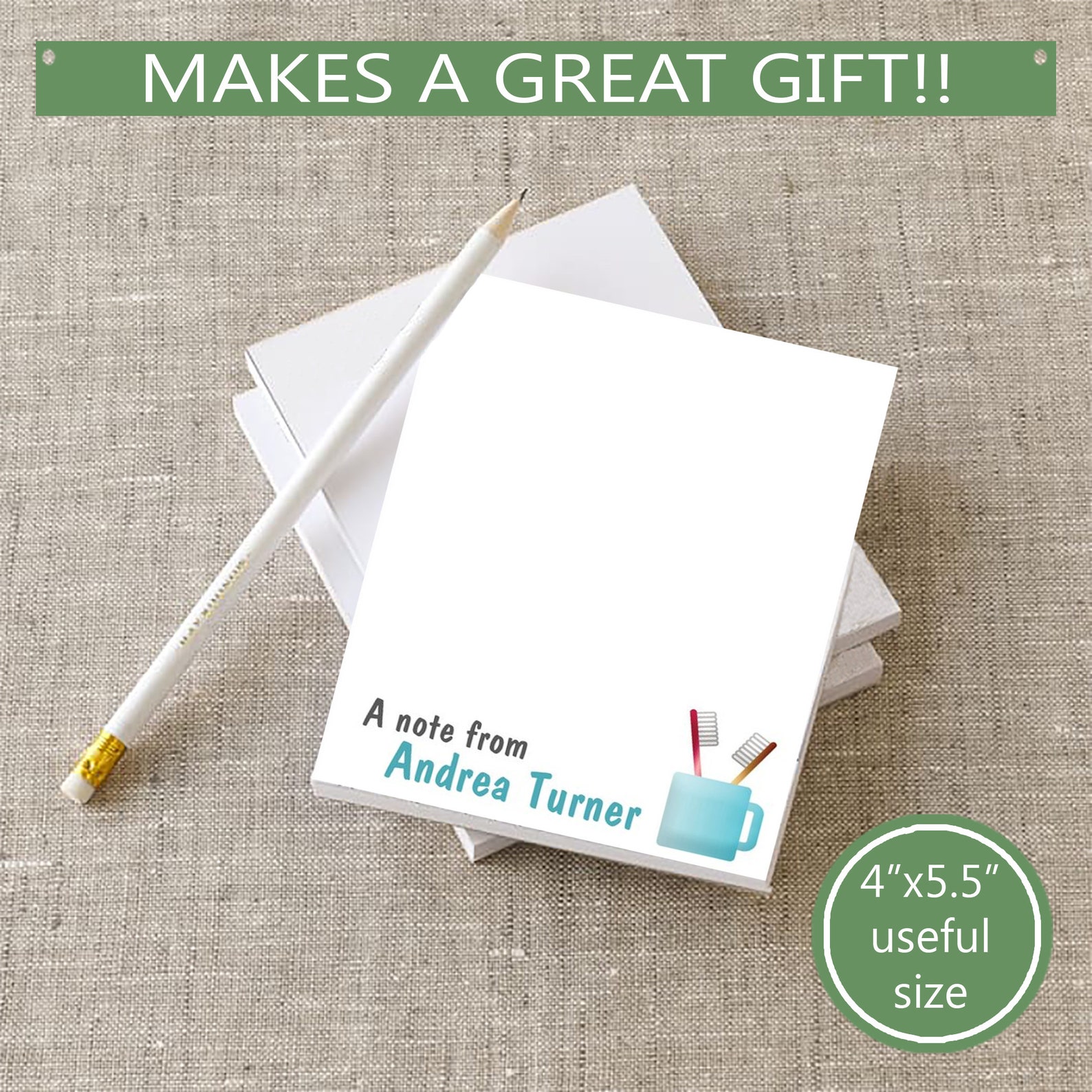 Custom Notepad Personalized Name Toothbrush Design // 50 | Etsy