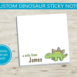 Personalized Sticky Notes With Dinosaur Design and Custom Name // 3"x3 ...