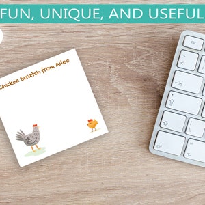 Personalized Sticky Notes With Chicken Design and Custom Text // 3"x3 ...