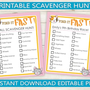 Instant Scavenger Hunt Cat Themed // Printable and Editable PDF ...