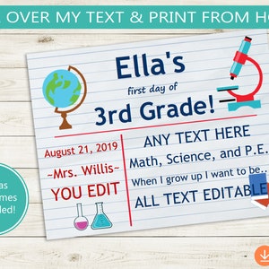 Editable First or Last Day of School Sign // Instant Download PDF ...