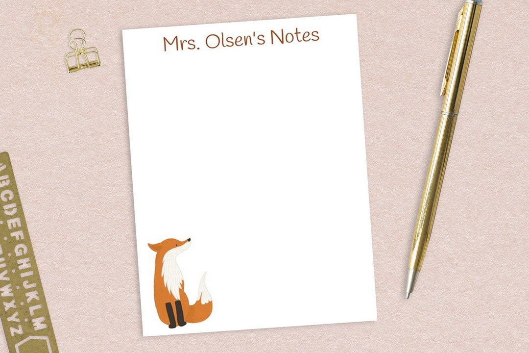 Custom Notepad Fox Design // 50 Sheets per Pad, 4x5.5 Size // Gift Idea ...