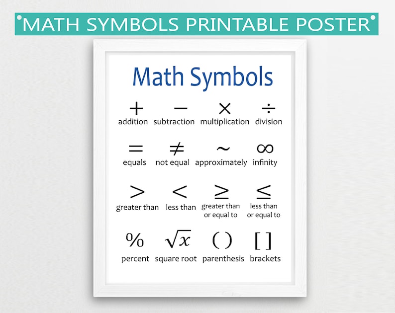 Math Symbols Poster, Classroom Decor (JPG Digital Download) - Etsy Canada
