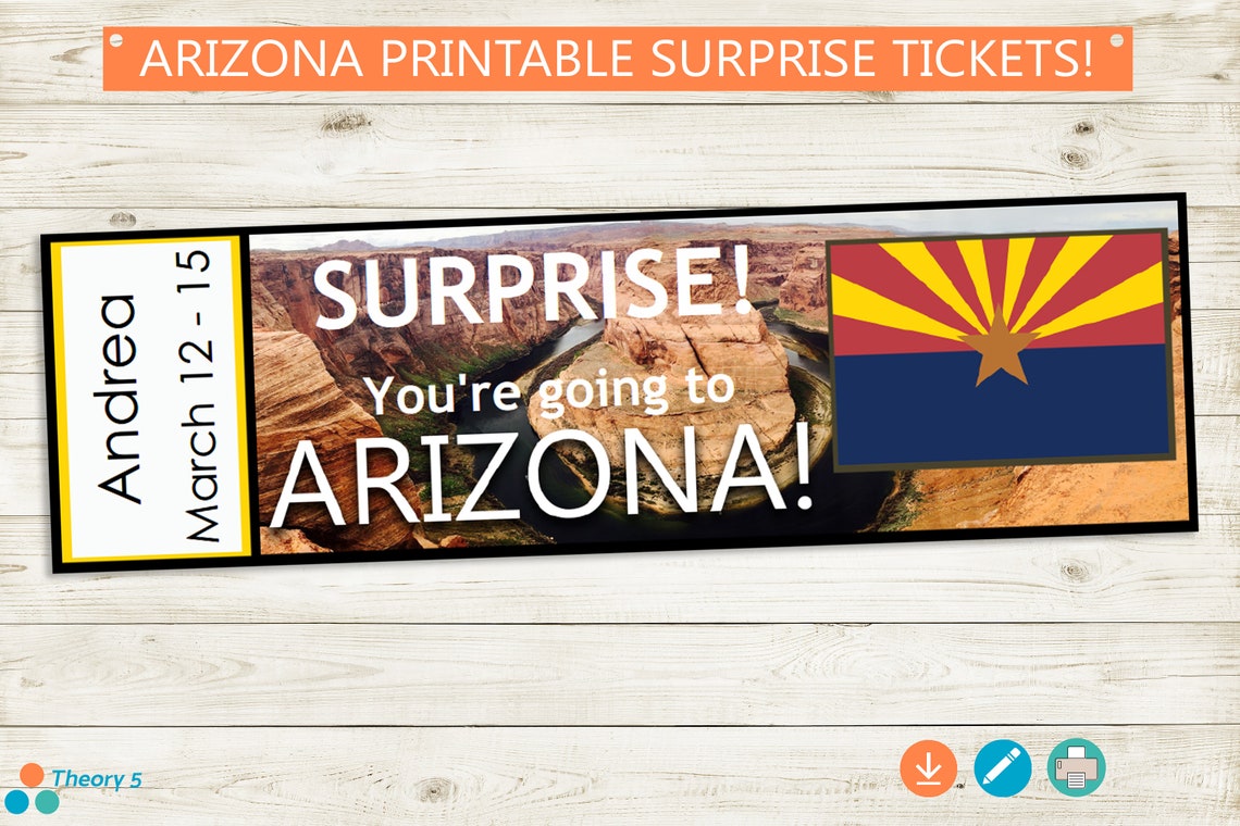 Printable and Editable Tickets to Arizona Adobe Editable PDF | Etsy