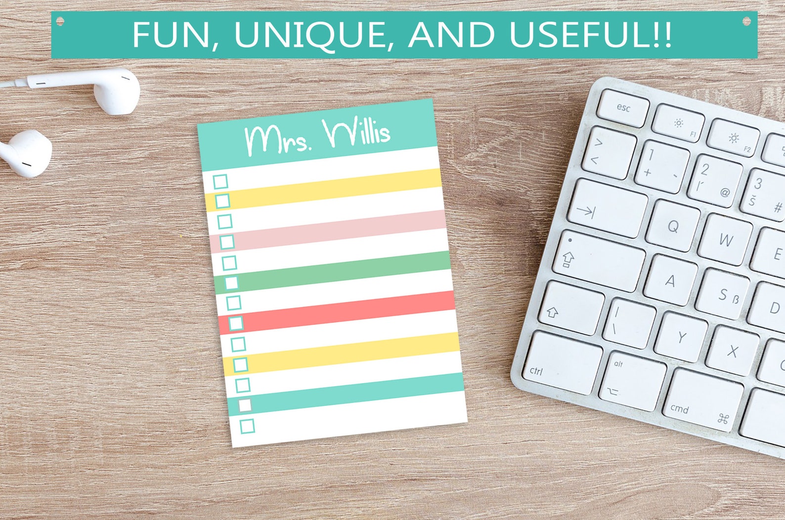 Custom Notepad Colorful Checklist With Personalized Name // 50 Sheets ...