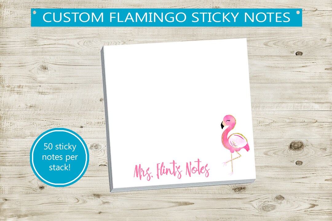Personalized Flamingo Sticky Notes // Gift Idea Customizable Teacher ...
