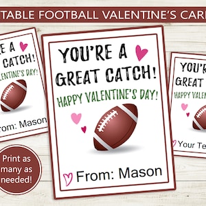 Football Printable Valentine's Day Cards // Instant Download Valentine ...