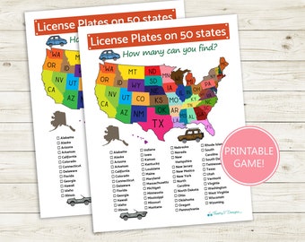 Road Trip License Plate Game, Printable, PDF - Etsy
