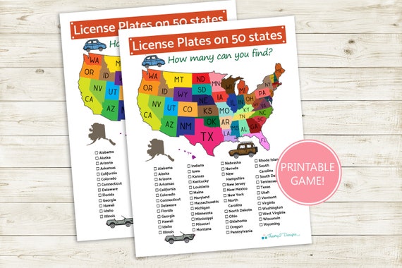 License Plate Game Printable // Instant Download PDF // road | Etsy