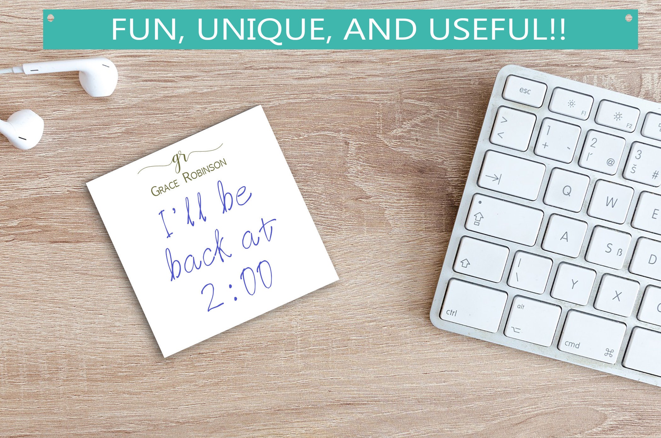 Personalized Sticky Notes With Initials and Custom Name // 3"x3" and 50 ...