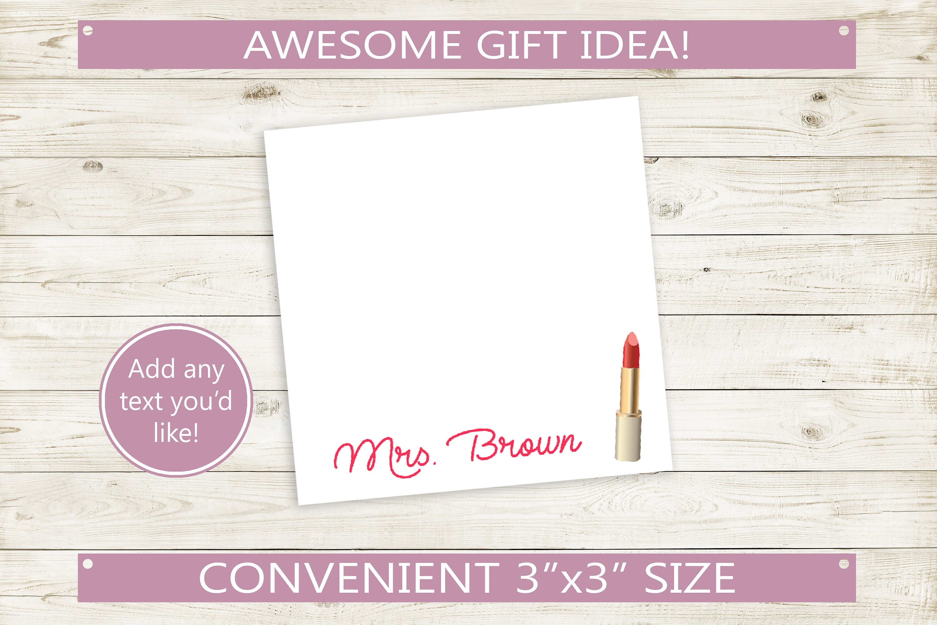 Custom Lipstick Sticky Notes // Personalized Text // 50 Stickies per ...